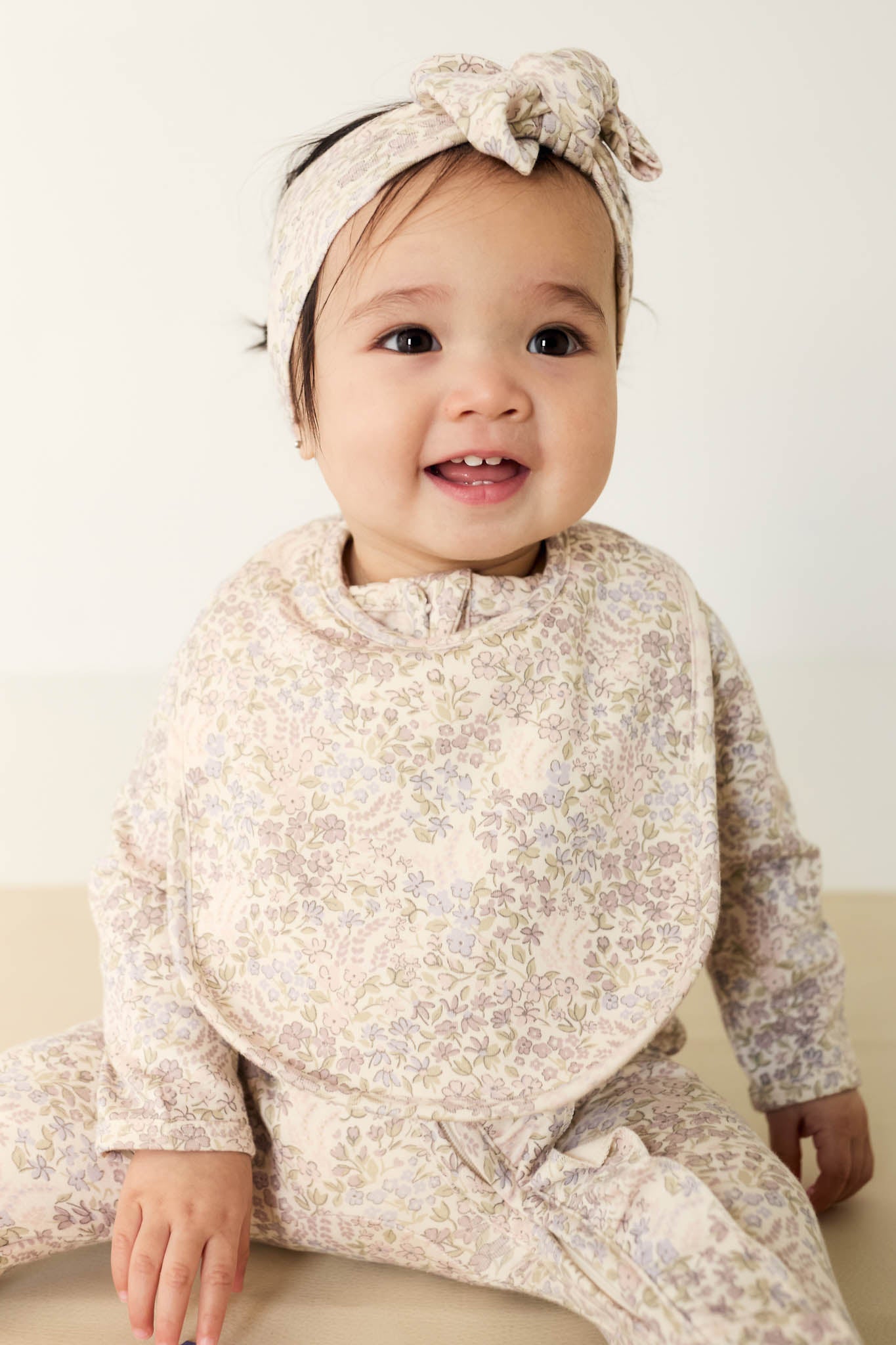 Organic Cotton Bib - April Floral Mauve – Jamie Kay Wholesale