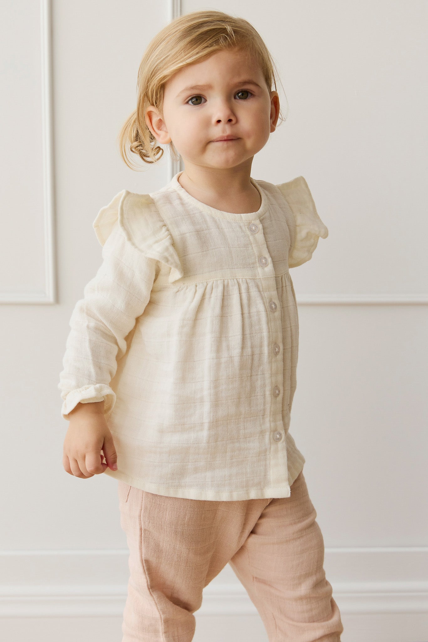 Organic Cotton Muslin Ava Blouse - Parchment – Jamie Kay Wholesale