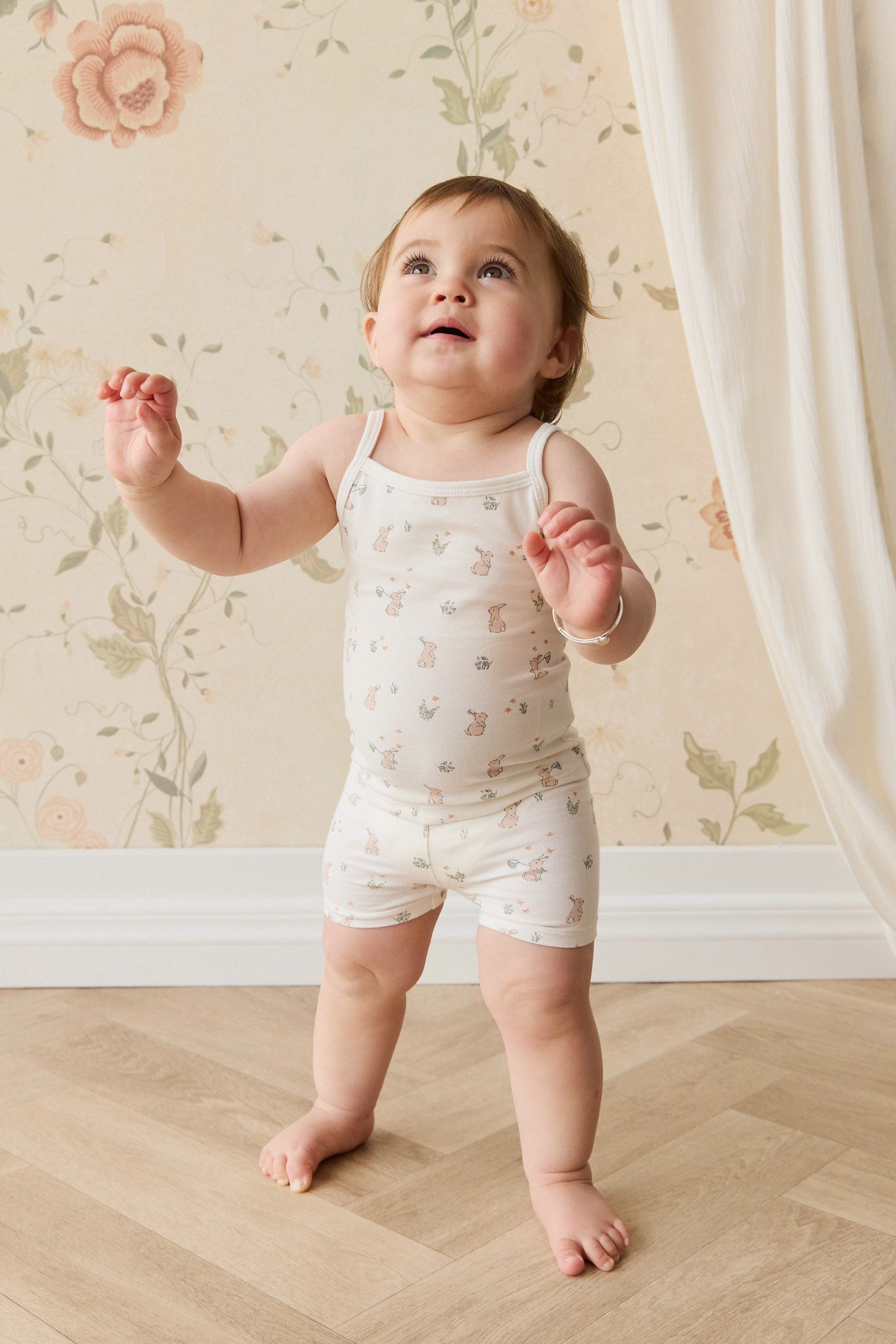 Organic Cotton Jolie Singlet Pyjama Set - Lapin Jardin Crisp – Jamie ...