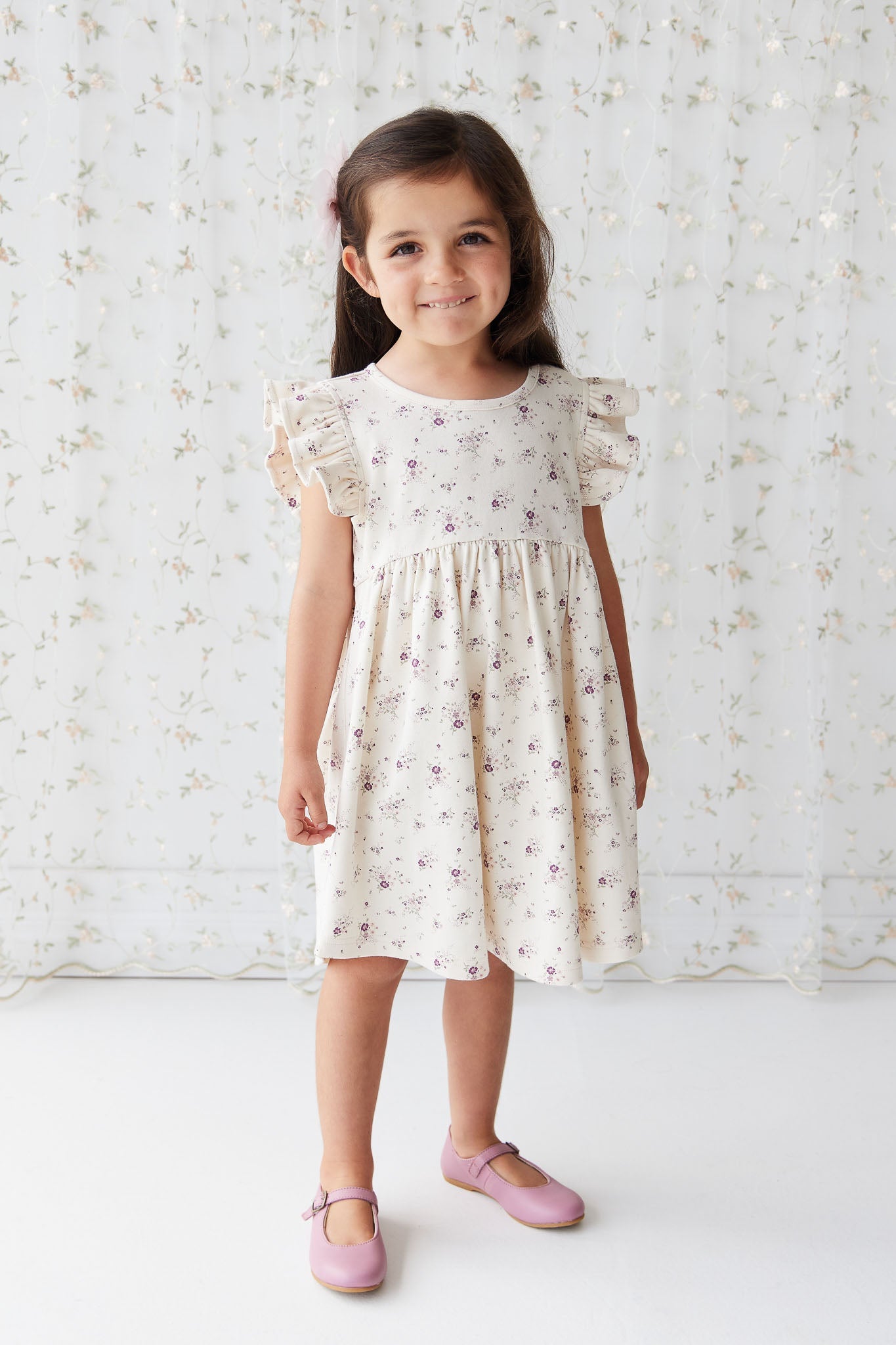 Organic Cotton Ada Dress - Sweet William Floral Natural – Jamie Kay ...
