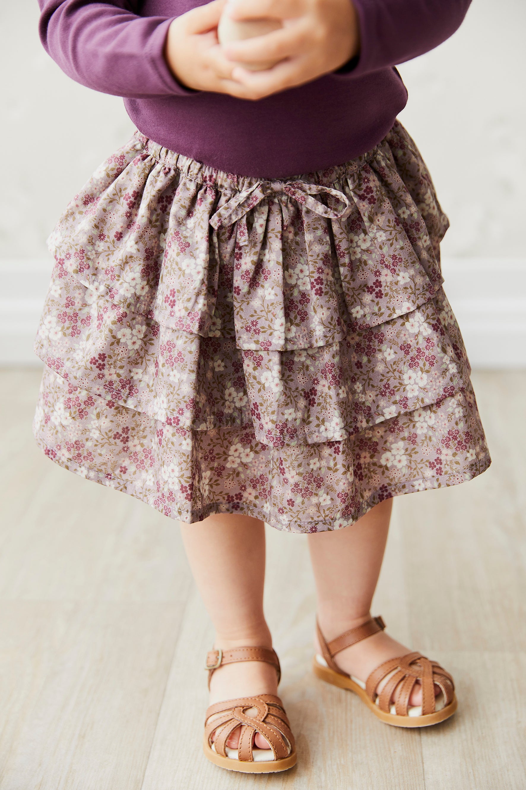Organic Cotton Abbie Skirt - Pansy Floral Fawn – Jamie Kay Wholesale
