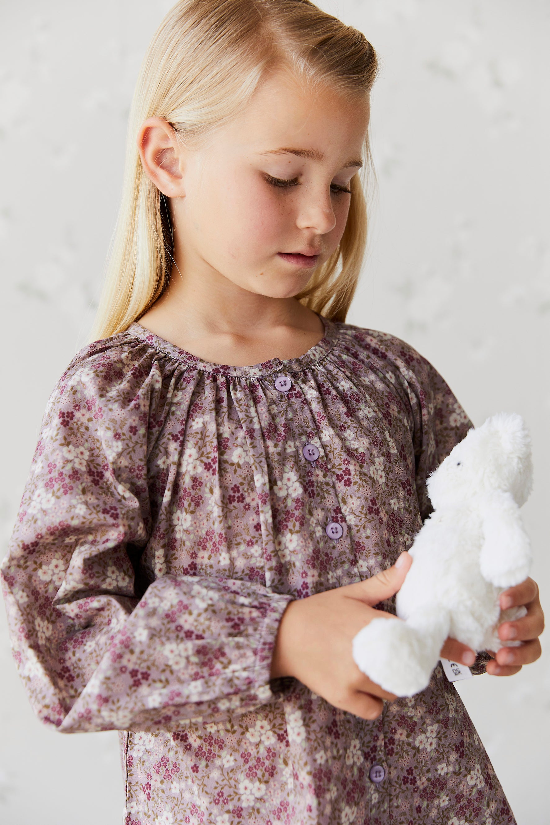 Organic Cotton Heather Blouse - Pansy Floral Fawn – Jamie Kay Wholesale