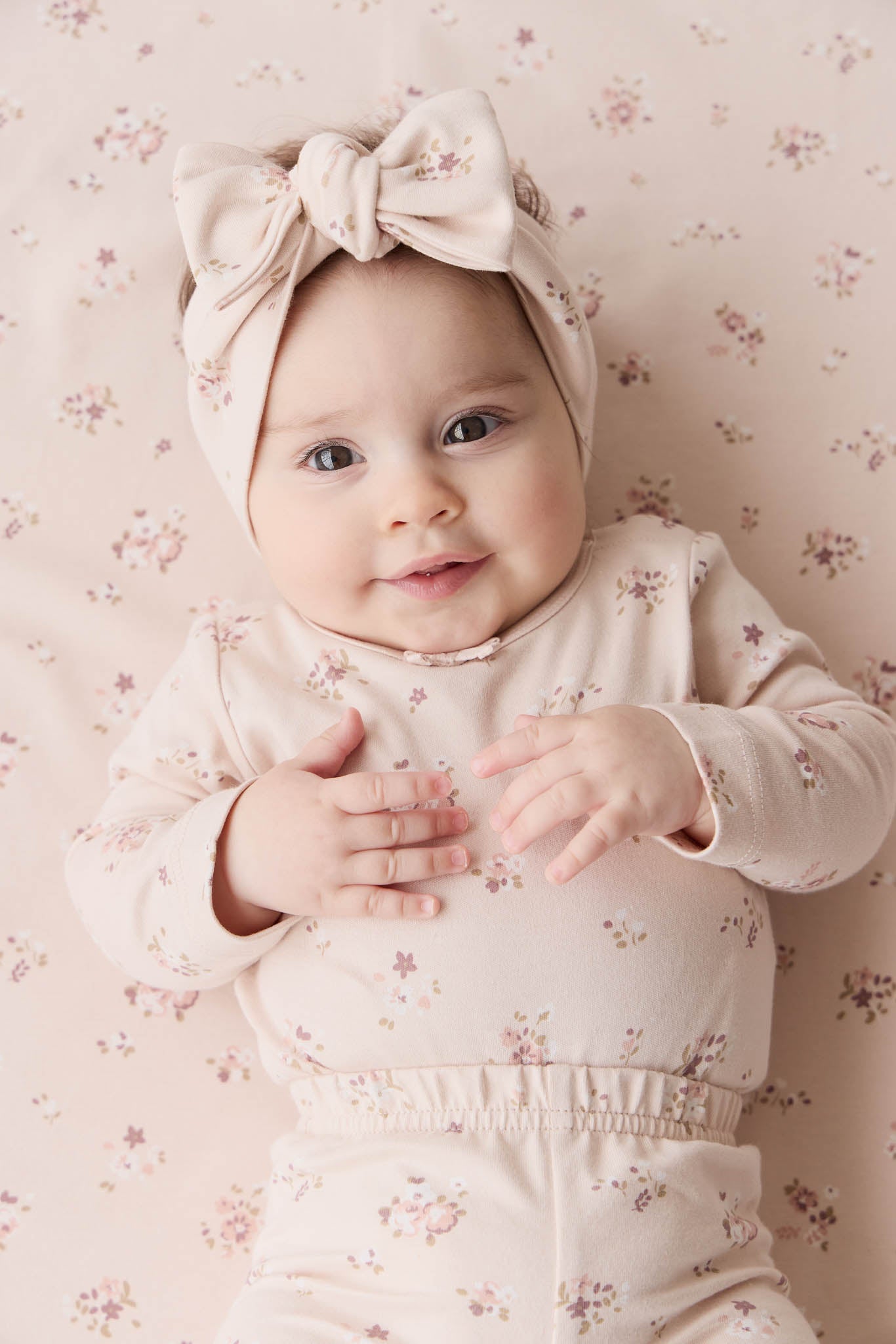 Organic Cotton Long Sleeve Bodysuit - Petite Fleur Soft Peony – Jamie ...