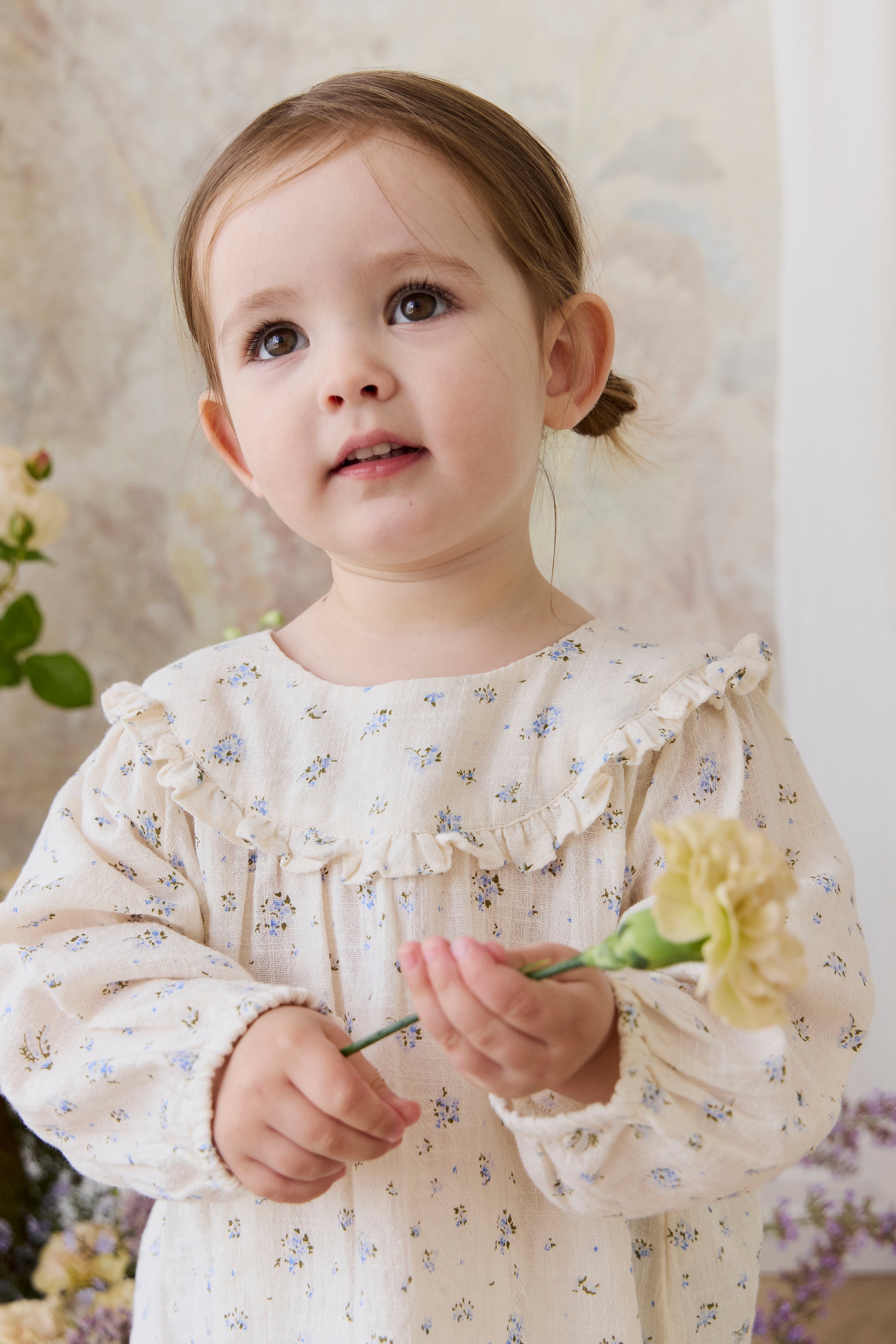 Organic Cotton Nathalie Blouse - Juniper Fields Blue – Jamie Kay Wholesale
