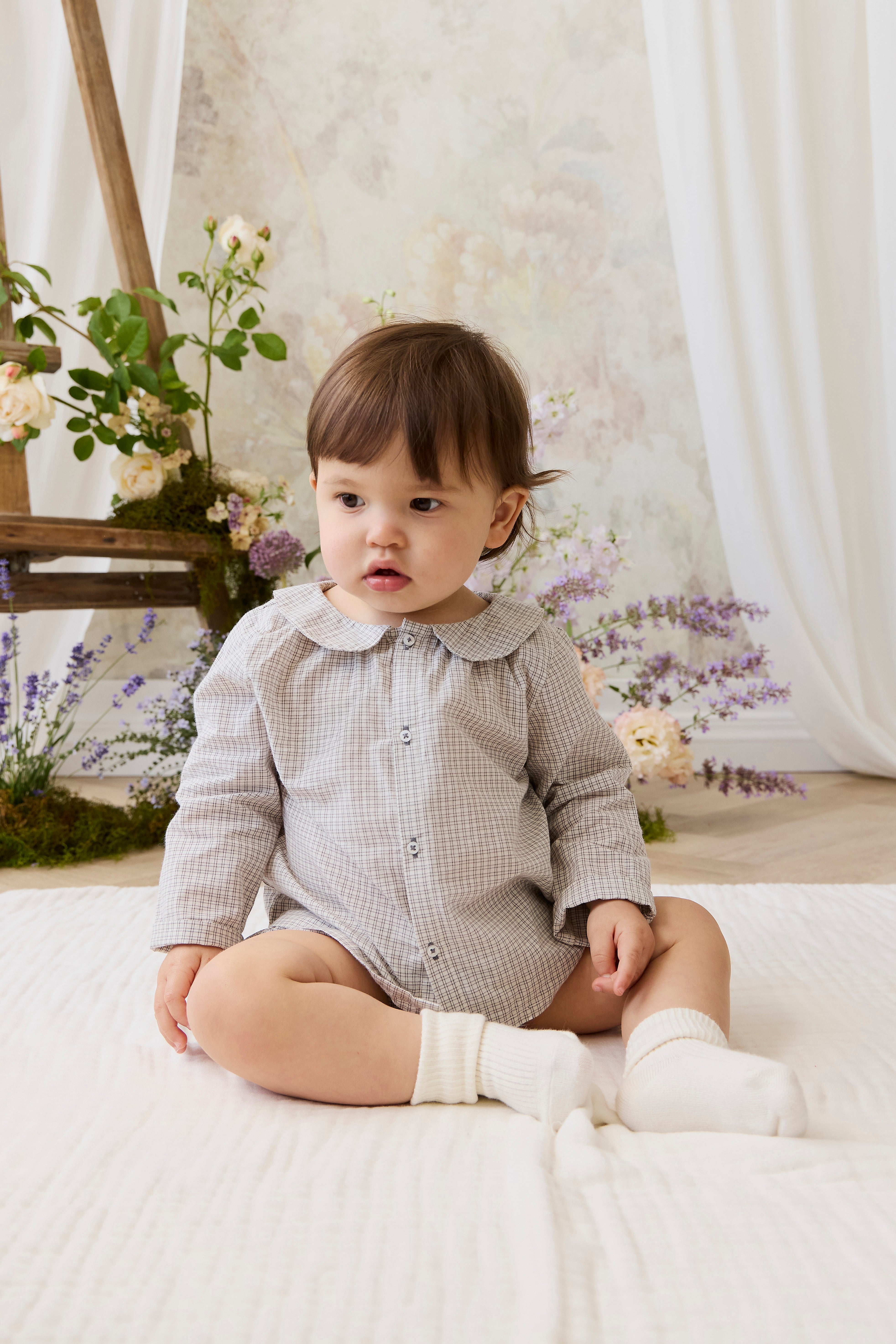 Organic Cotton Gabriel Top - Cloud Check – Jamie Kay Wholesale