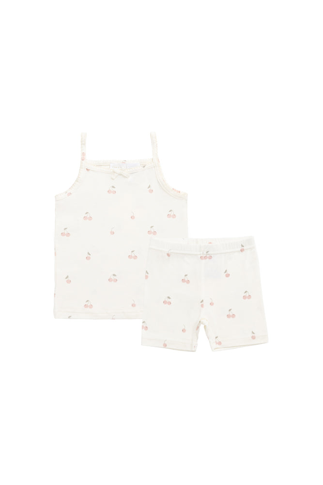 Bamboo Farley Singlet Pyjama Set - Cherry Love Parchment – Jamie Kay ...