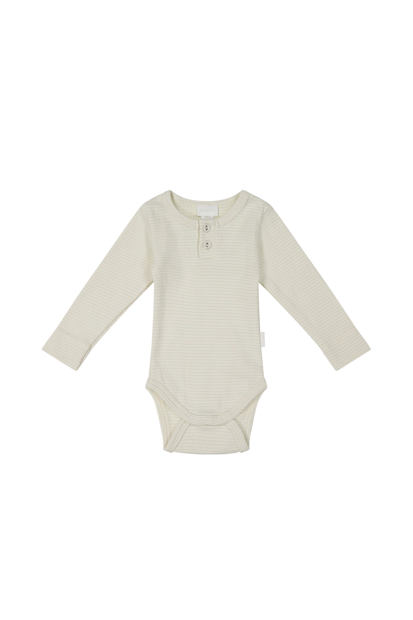 Organic Cotton Fine Rib Long Sleeve Bodysuit - Country Mist/Cloud ...