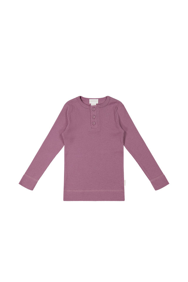 Organic Cotton Modal Long Sleeve Henley - Berry Jam – Jamie Kay Wholesale