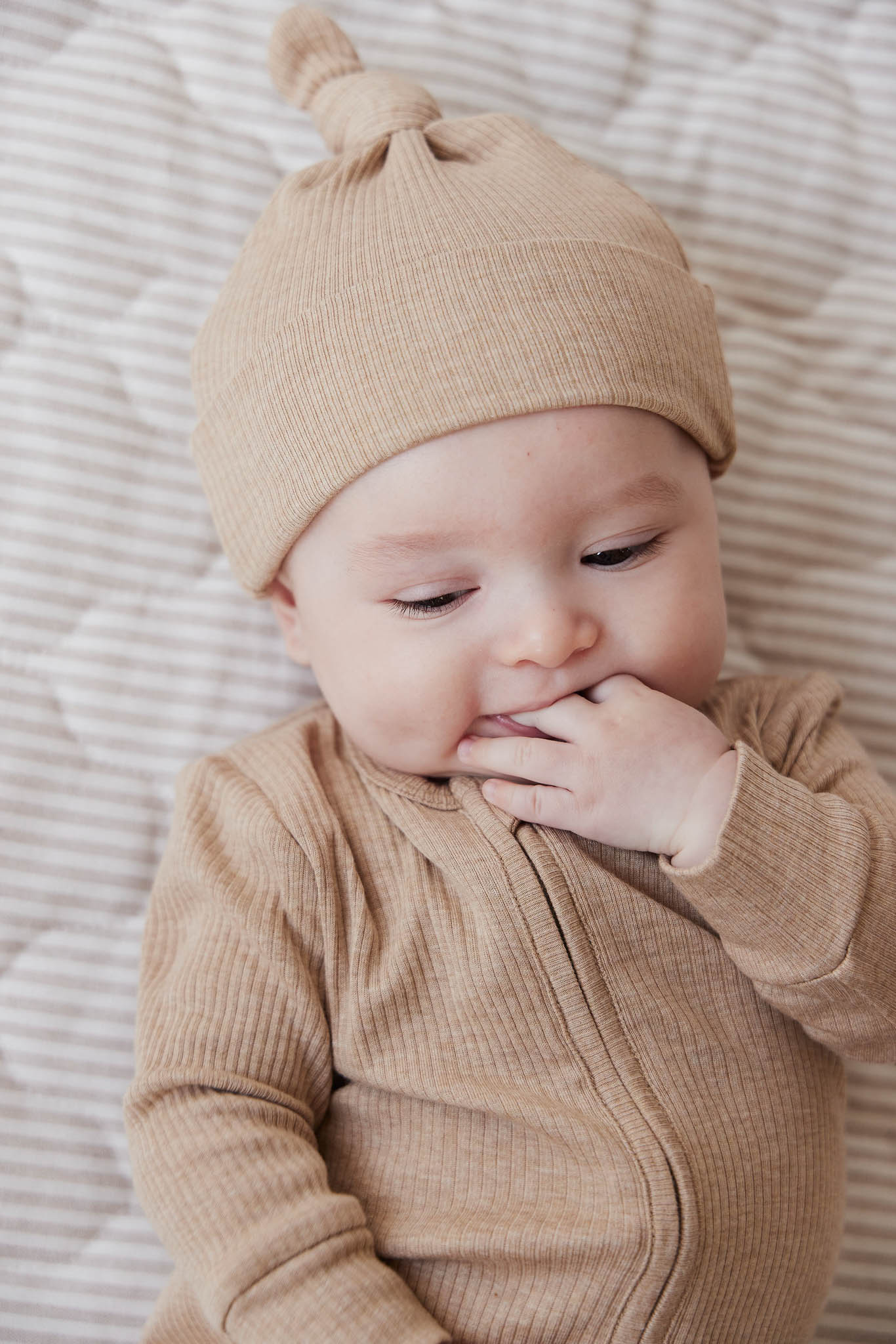 Organic Cotton Modal Marley Beanie - Caramel Marle – Jamie Kay Wholesale